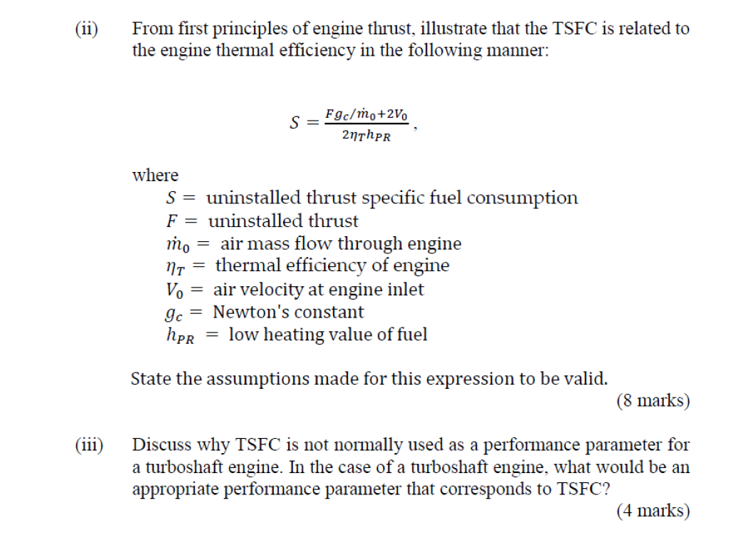 (ii) From first principles of engine thrust, | Chegg.com