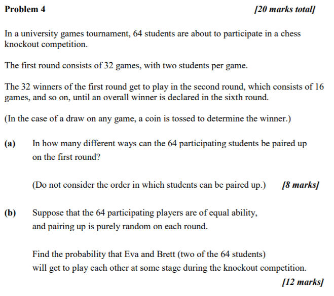 Solved Problem4 20 marks total In a university games | Chegg.com