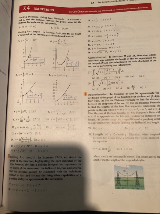 Solved Surfaces 7.4 Arc Length and 7.4 Exercises See | Chegg.com