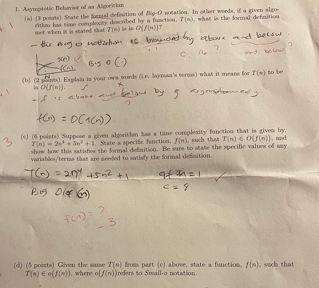 Solved 7 l + and 1. Asymptotic Behavior of an Algorithm (a) | Chegg.com