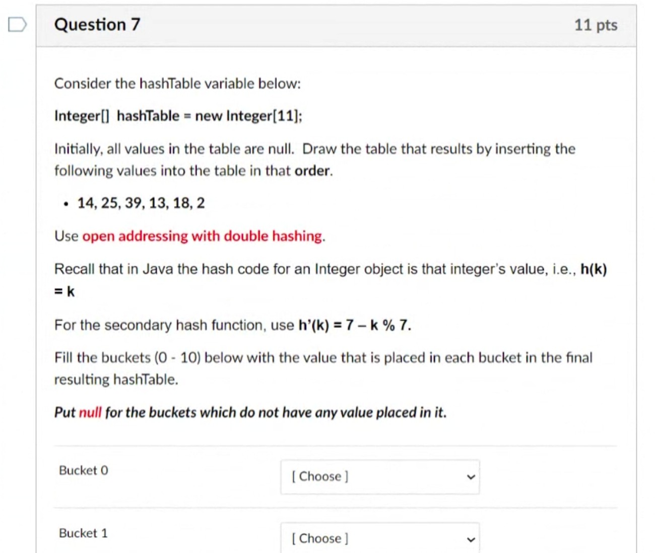 Solved Question 7Consider the hashTable variable | Chegg.com