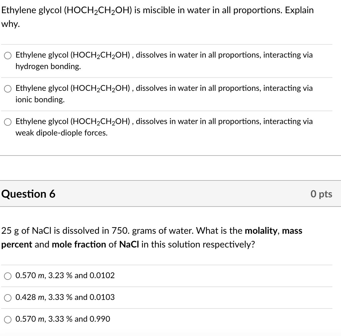 Solved Ethylene glycol (HOCH2CH2OH) is miscible in water in | Chegg.com