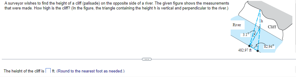 Solved A surveyor wishes to find the height of a cliff | Chegg.com