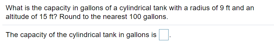 Solved What is the capacity in gallons of a cylindrical tank | Chegg.com