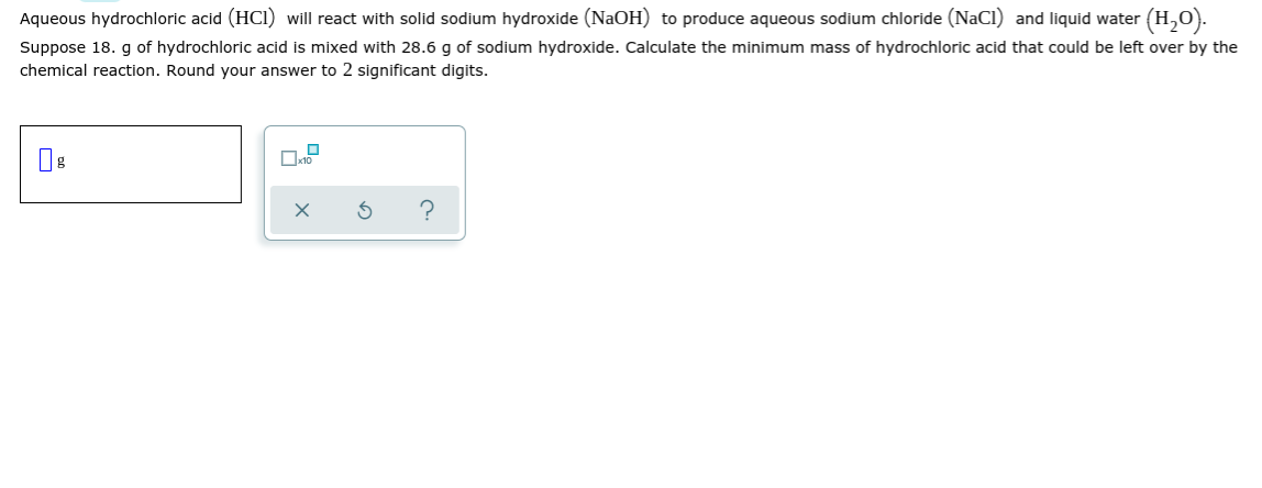 Solved Aqueous hydrochloric acid (HCI) will react with solid | Chegg.com
