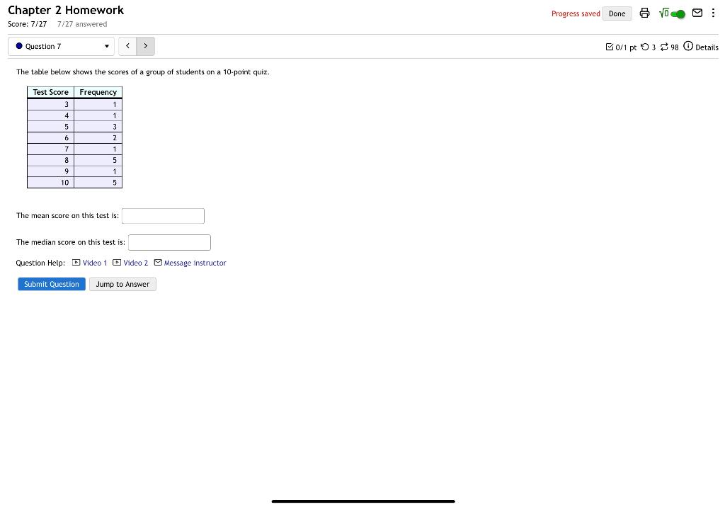 Solved The table below shows the scores of a group af | Chegg.com