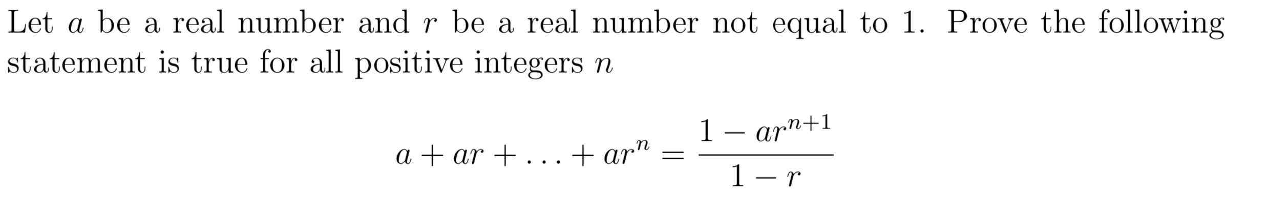 Solved Let a be a real number and r be a real number not | Chegg.com
