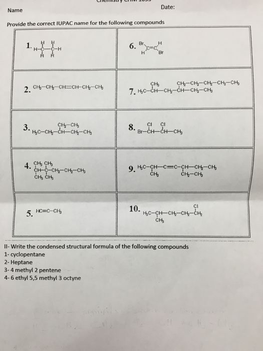 Solved Provide the correct IUPAC name for the following | Chegg.com