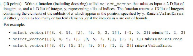 Solved (10 points) Write a function (including docstring) | Chegg.com