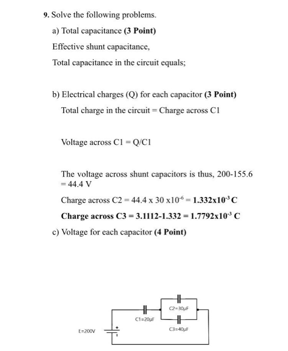 Solved 9. Solve the following problems a) Total capacitance | Chegg.com