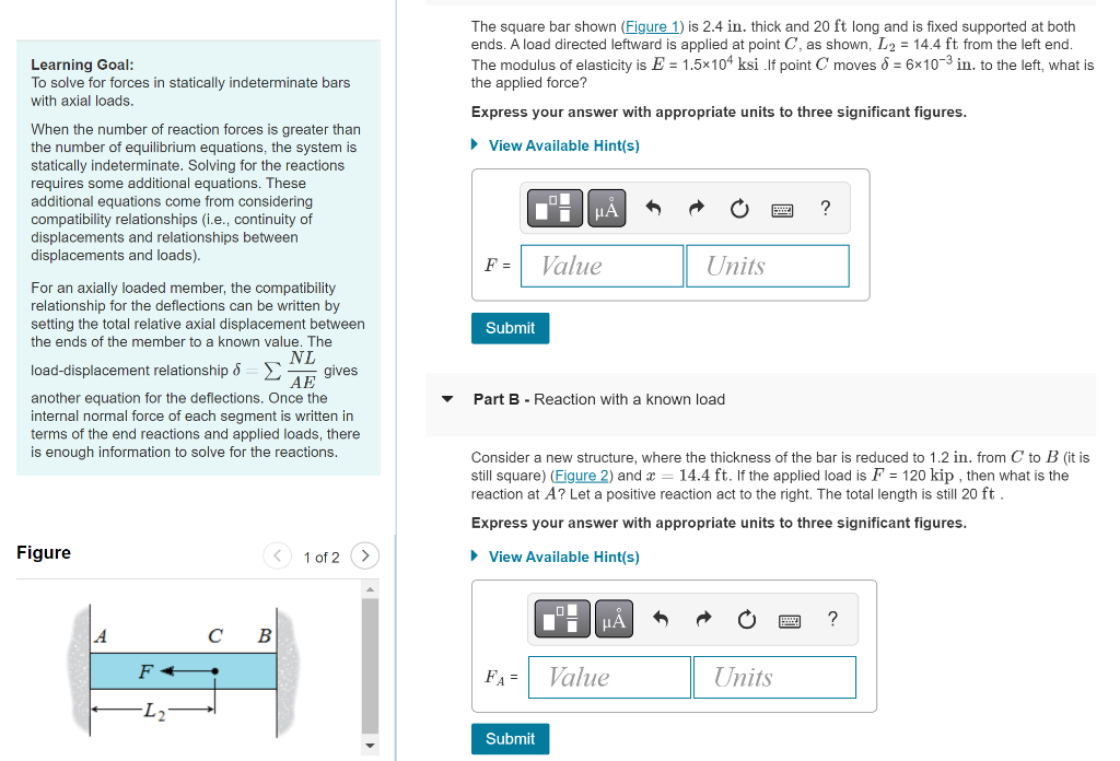 Solved The square bar shown (Figure 1) is 2.4in. thick and | Chegg.com