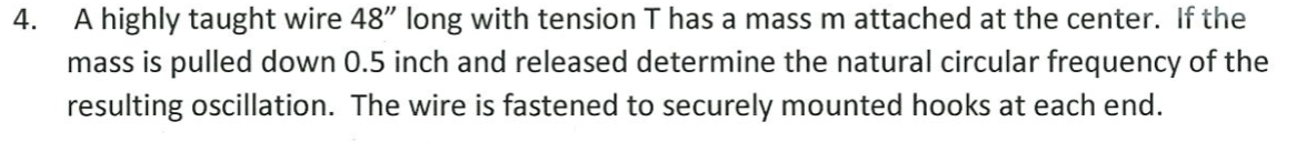 A highly taught wire 48" long with tension T has a | Chegg.com