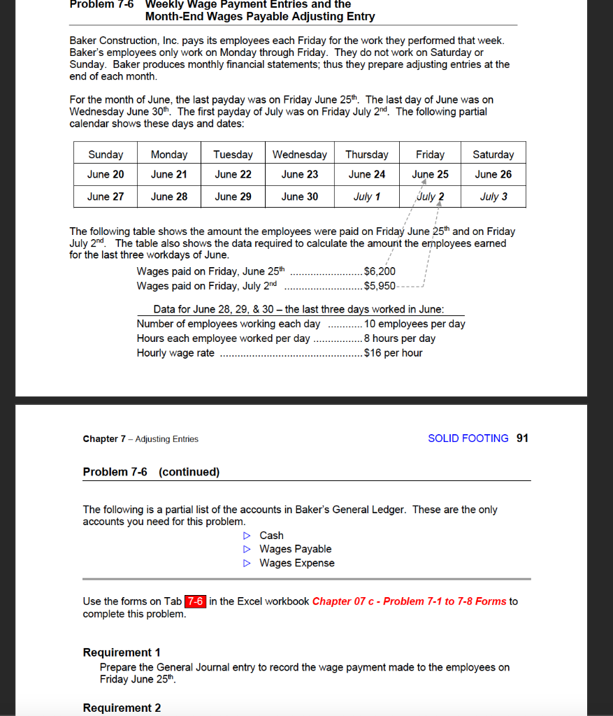 Solved Problem 7-6 Weekly Wage Payment Entries and the | Chegg.com