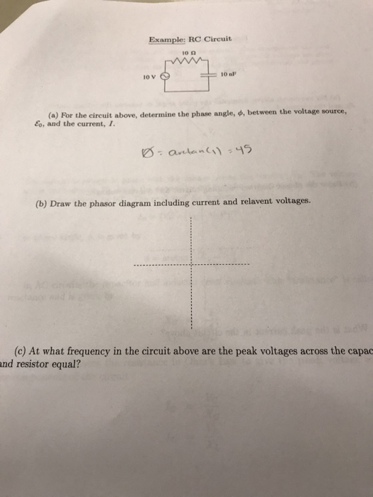 Solved For the circuit above, determine the phase angle, | Chegg.com