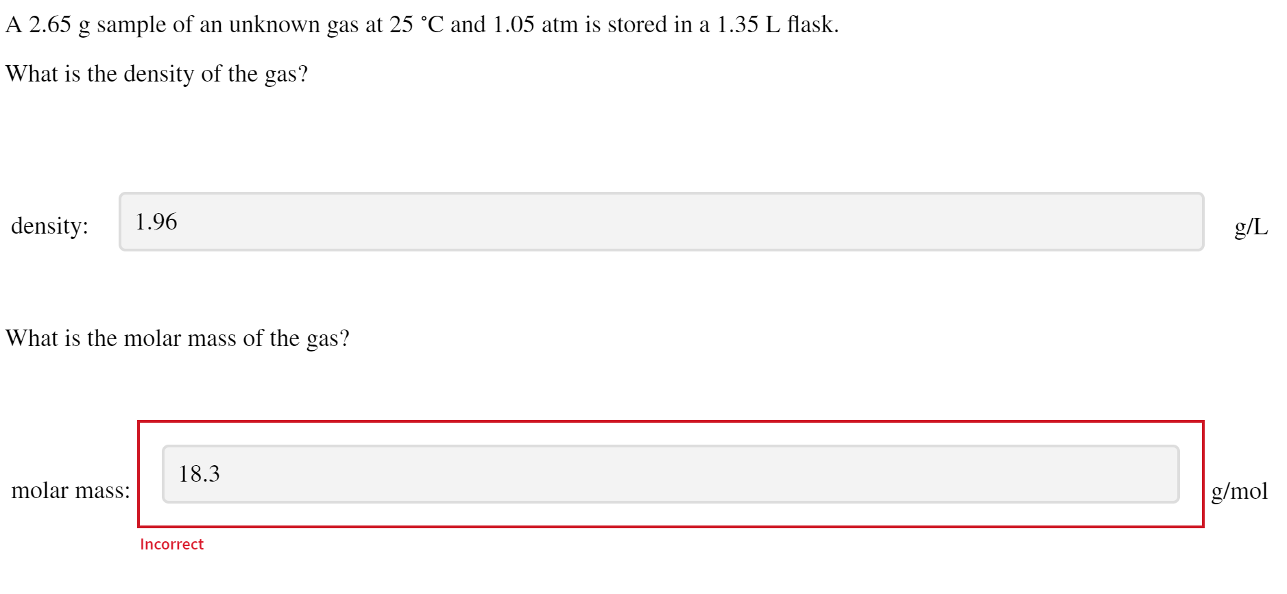 Solved A sample of an ideal gas has a volume of 2.33 L at | Chegg.com