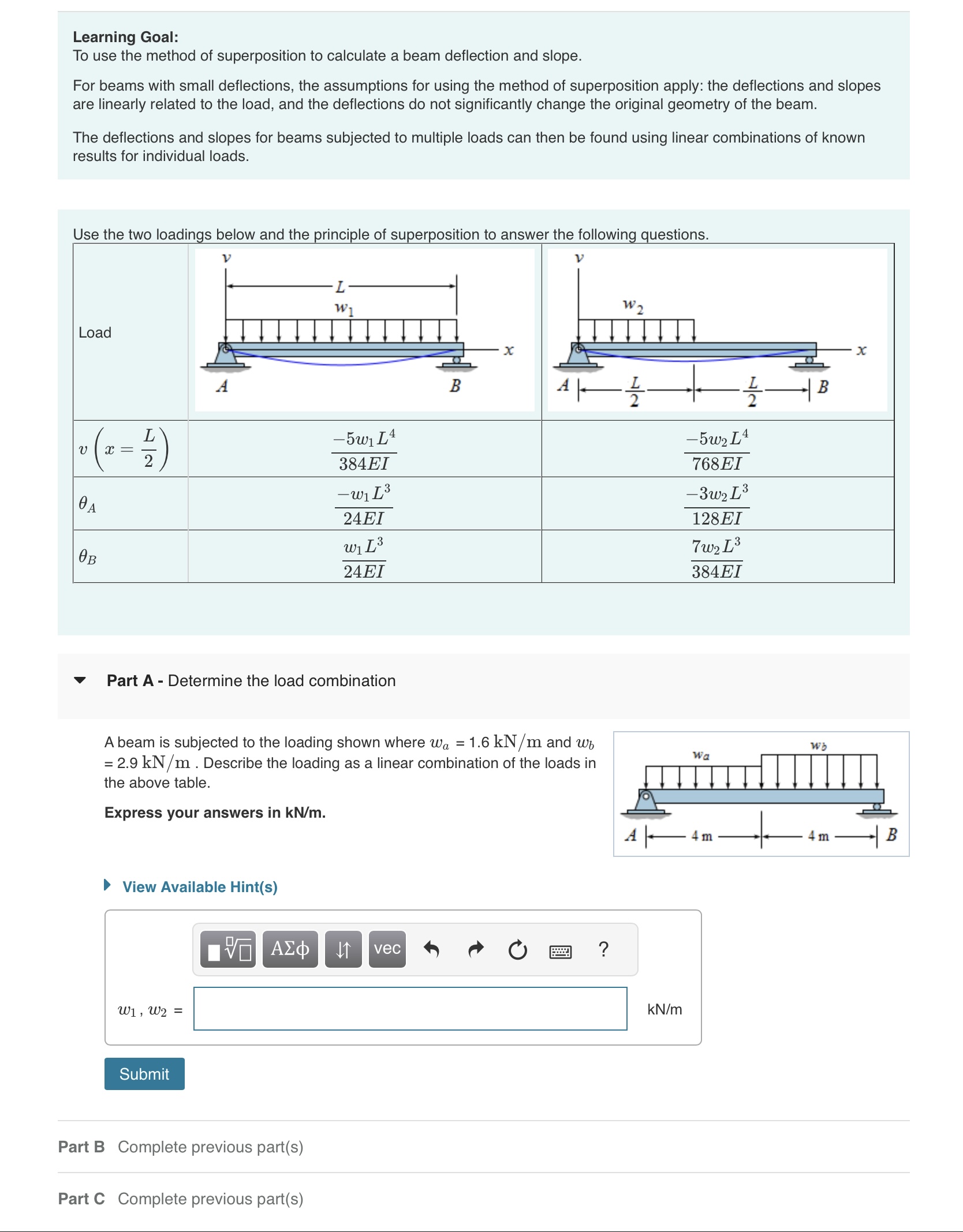 Solved Learning Goal: To use the method of superposition to | Chegg.com