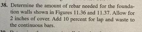Solved 38. Determine the amount of rebar needed for the | Chegg.com