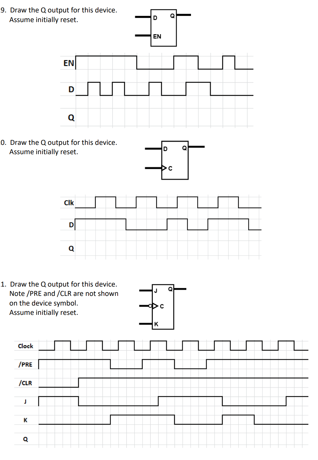 Solved 9. Draw the Q output for this device. Assume | Chegg.com