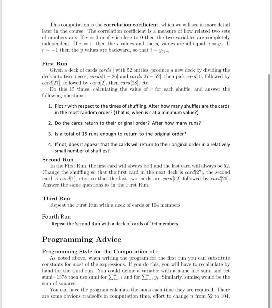 Solved This computation is the correlation coefficient, | Chegg.com