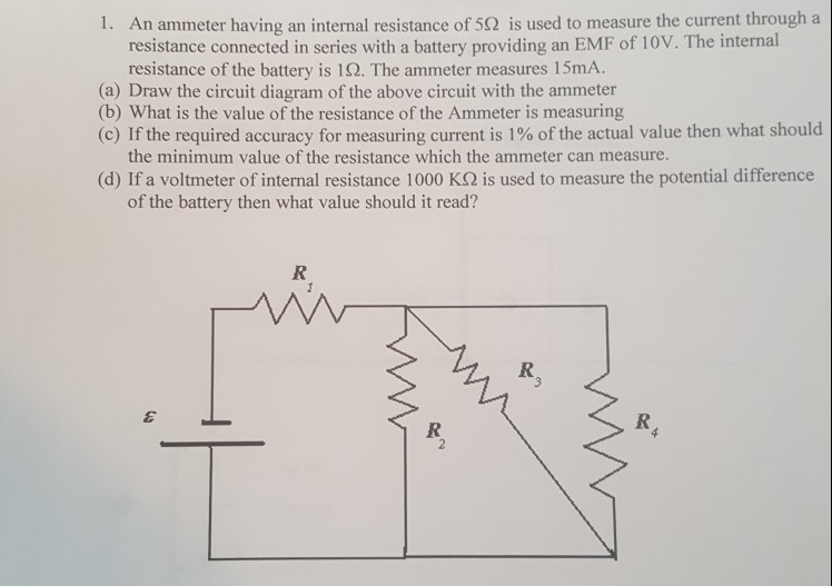 Solved 1. An ammeter having an internal resistance of 552 is | Chegg.com