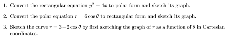 Solved Convert the rectangular equation y2=4x ﻿to polar form | Chegg.com