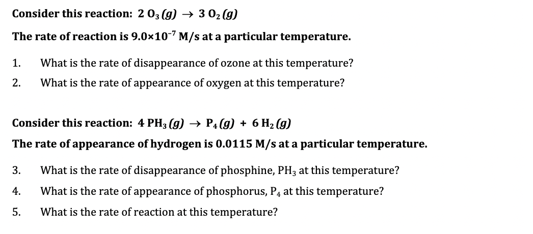 Solved Consider this reaction: 2O3(g)→3O2(g) The rate of | Chegg.com Solved Consider this reaction: 2O3(g)→3O2(g) The rate of | Chegg.com
