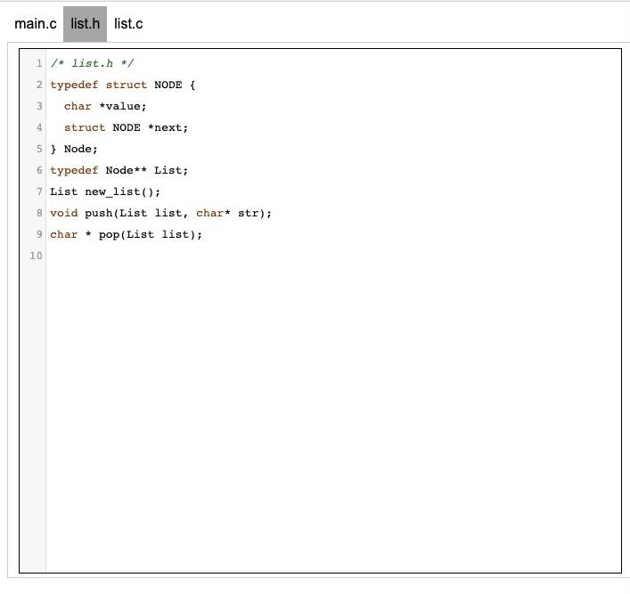 Solved Implement a Linked List in C. This is part 7 in a | Chegg.com