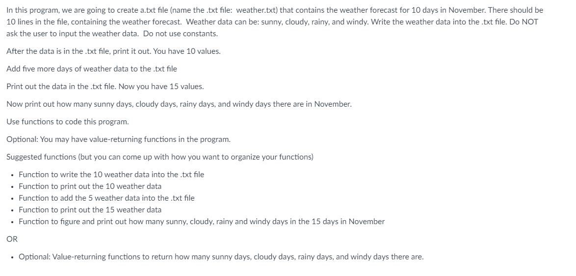 Solved In this program, we are going to create a.txt file | Chegg.com