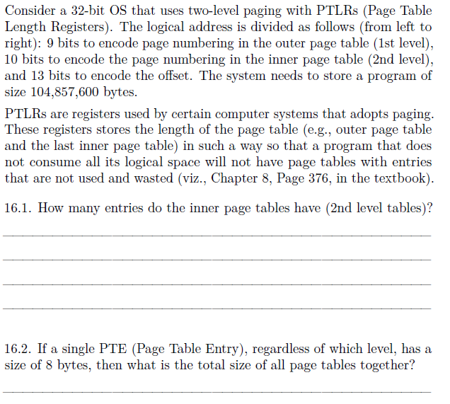 Solved Consider a 32-bit OS that uses two-level paging with | Chegg.com