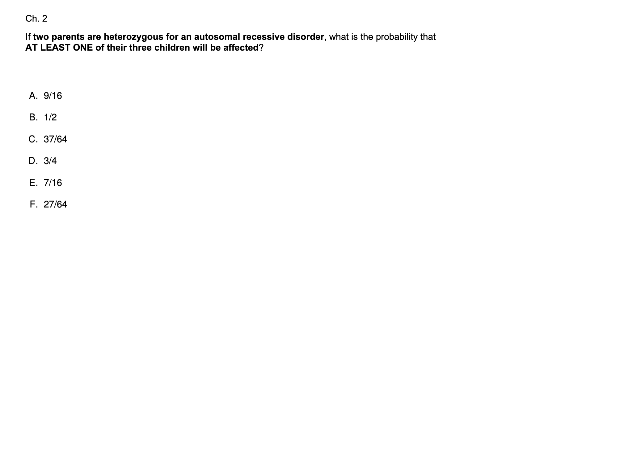 Solved Ch. 2 If two parents are heterozygous for an | Chegg.com