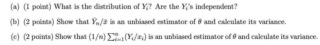 Solved Suppose we have independent random variables Y1,…,Yn | Chegg.com