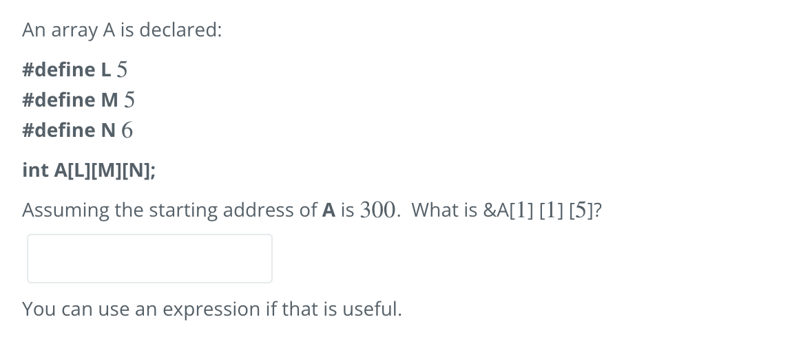 Solved An array A is declared: #define L 5 #define M5 | Chegg.com