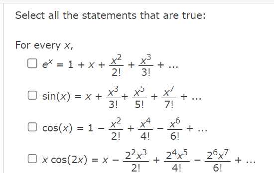 Solved Select all the statements that are true: For every x, | Chegg.com