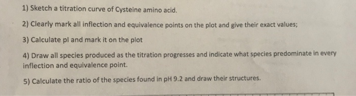 Solved 1) Sketch a titration curve of Cysteine amino acid. | Chegg.com