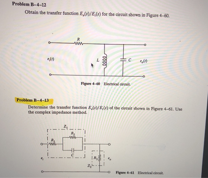 Solved Problem B-4-12 Obtain the transfer function E | Chegg.com
