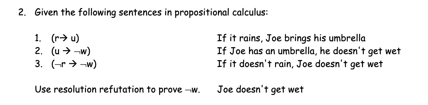 Solved 2. Given the following sentences in propositional | Chegg.com