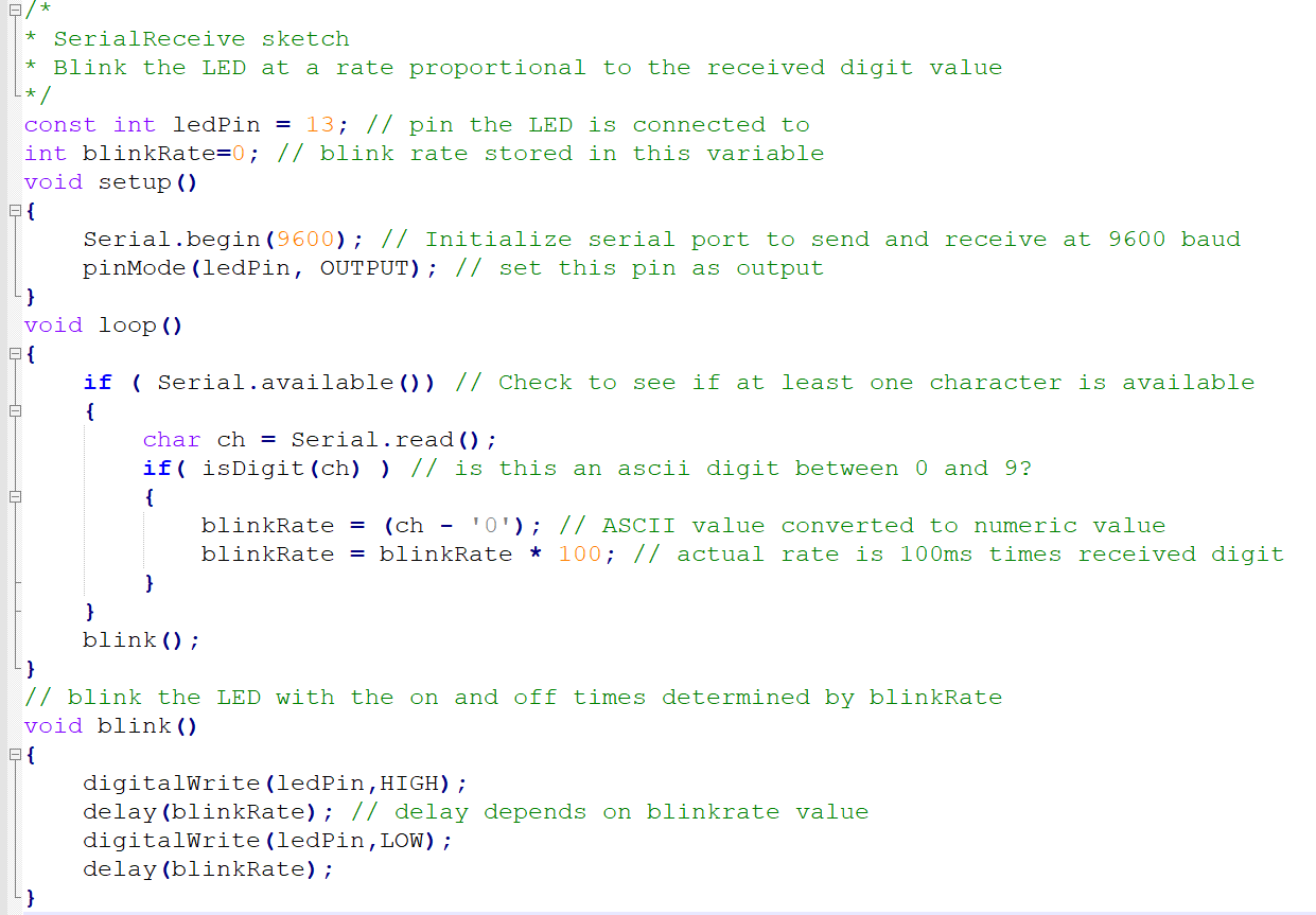Solved The following source code can blink the built-in LED | Chegg.com