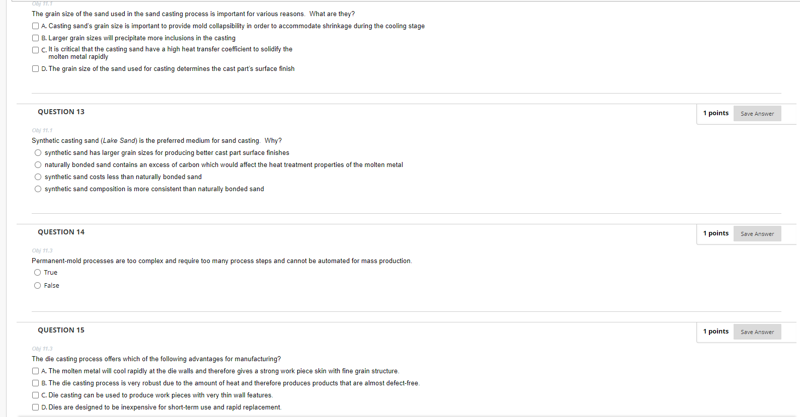 Solved The grain size of the sand used in the sand casting | Chegg.com