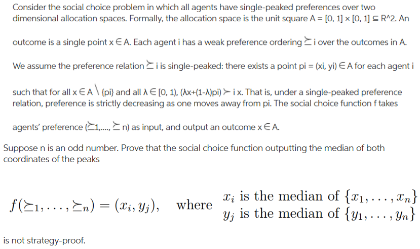 Consider the social choice problem in which all | Chegg.com
