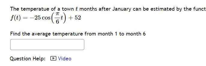 Solved The temperatue of a town t months after January can | Chegg.com