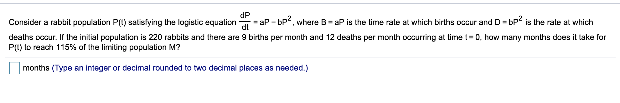 Solved Consider A Rabbit Population P T Satisfying The