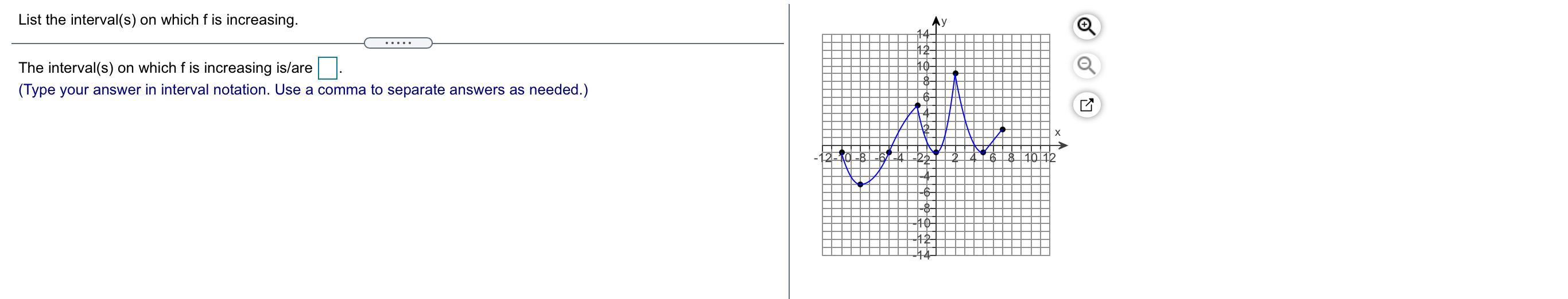 Solved List the interval(s) on which f is increasing. ..... | Chegg.com