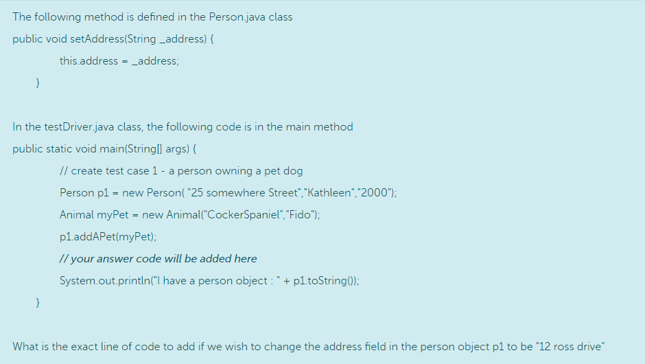 Solved The following method is defined in the Person.java | Chegg.com
