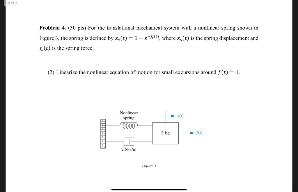 Solved Problem 4. (30 pts) For the translational mechanical | Chegg.com