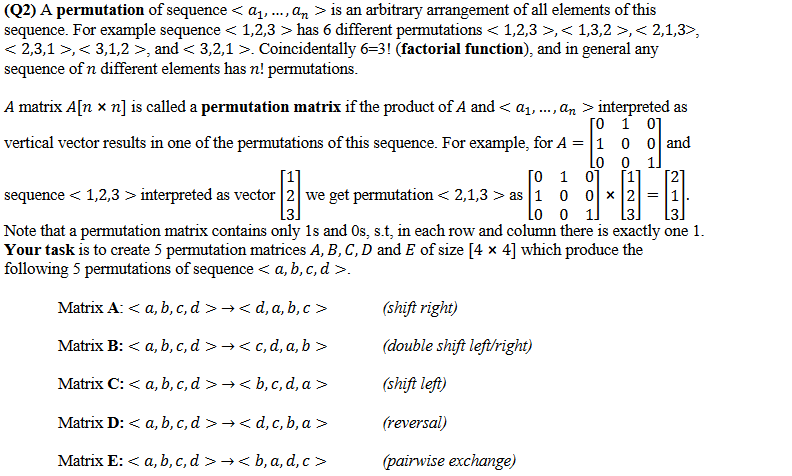 Solved (Q2) A permutation of sequence is an | Chegg.com