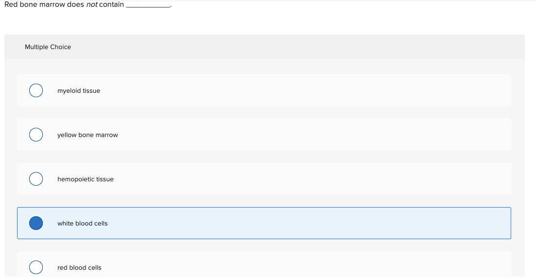 Solved Red Bone Marrow Does Not Contain Multiple Choice Chegg