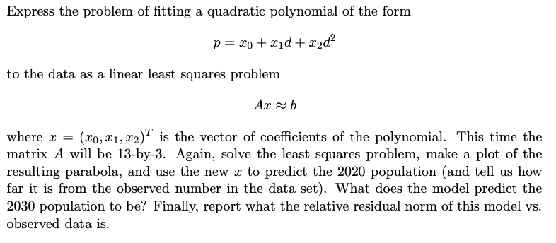 Solved The moral of this problem is twofold: First, linear | Chegg.com