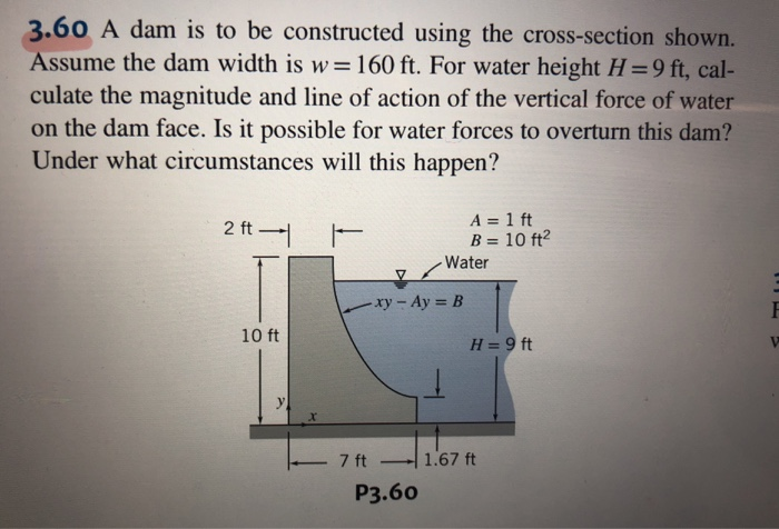 Solved 3.60 A dam is to be constructed using the | Chegg.com