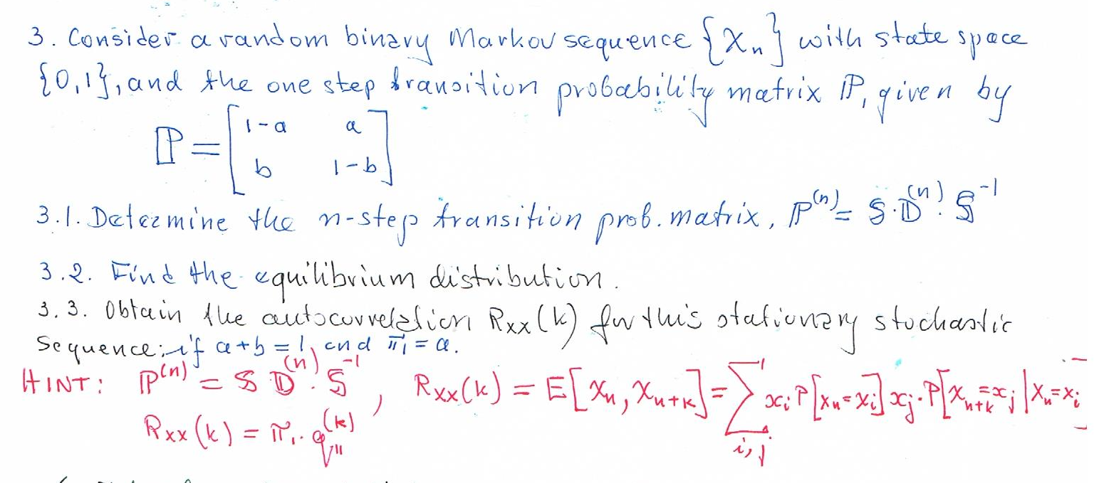 Solved sequence {Xn} with state b -b -1 S 3. Consider | Chegg.com