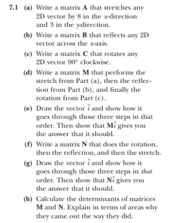 Solved by an EXPERT 7.1 (a) ﻿Write a matrix \( ﻿A \) ﻿that stretches ...